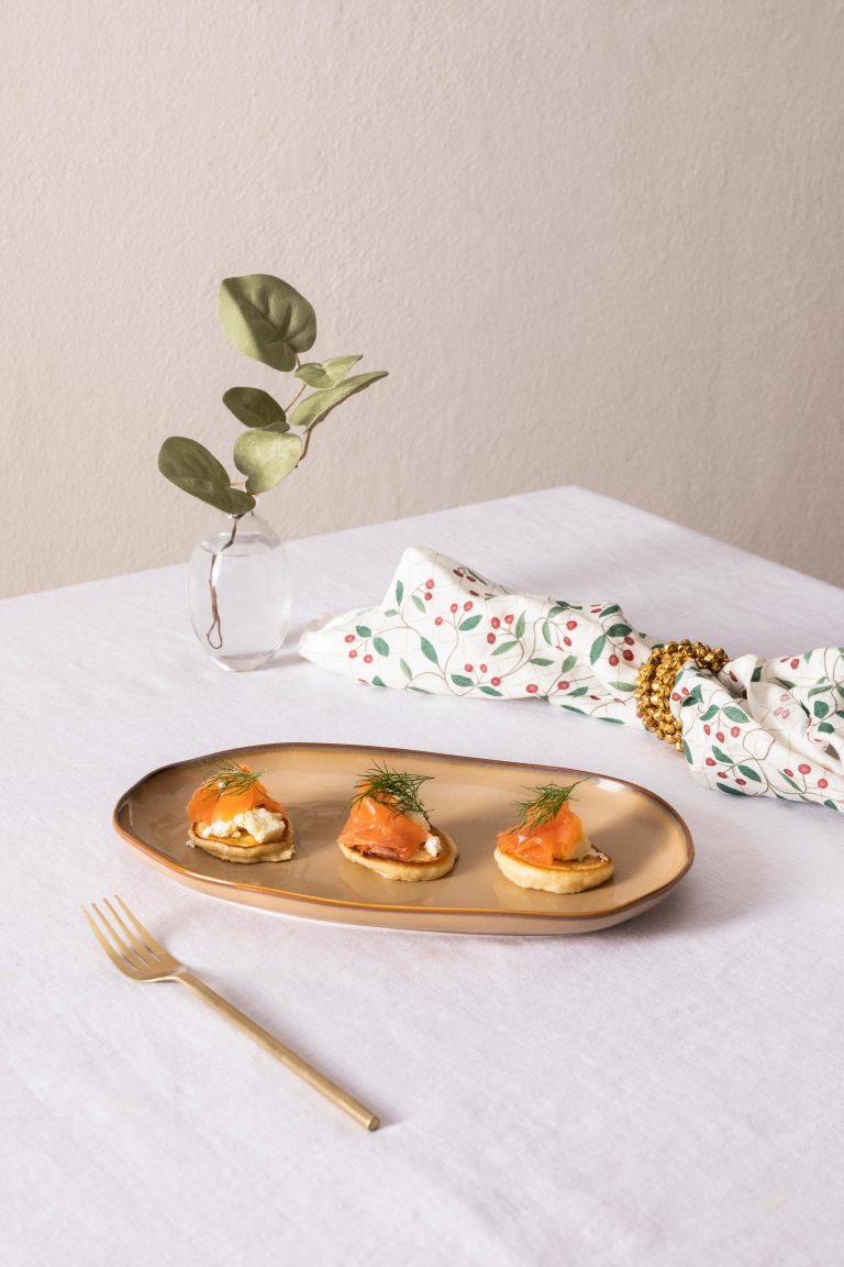 Blinis with truffled cheese, honey & salmon |Truffle Canapés
