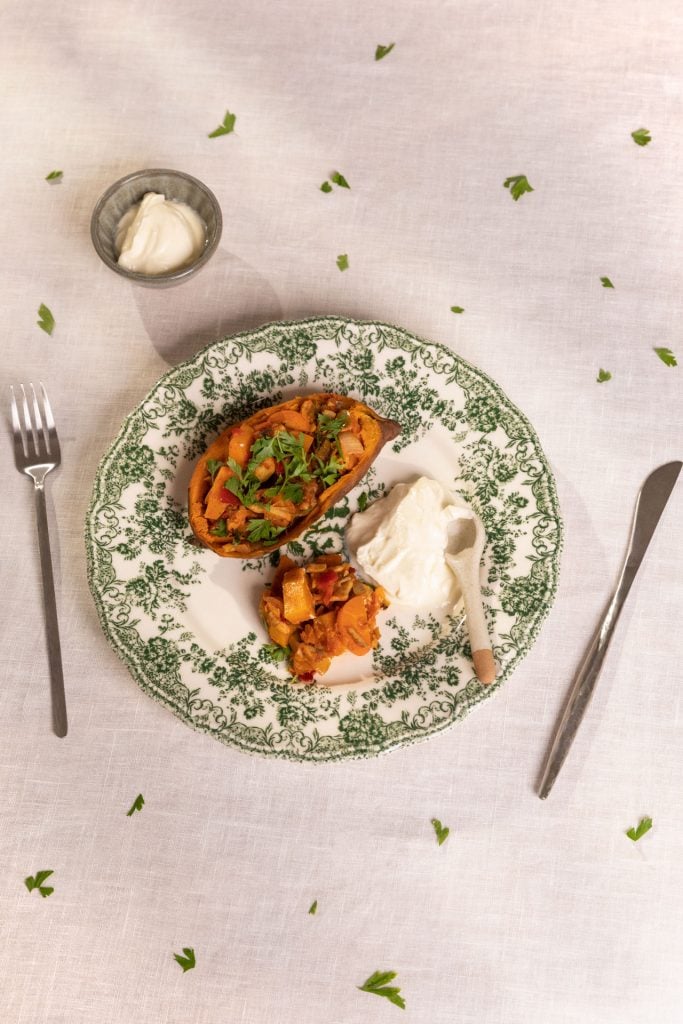 Batata-doce com recheio de verduras | Create Recipes | Receitas para ...